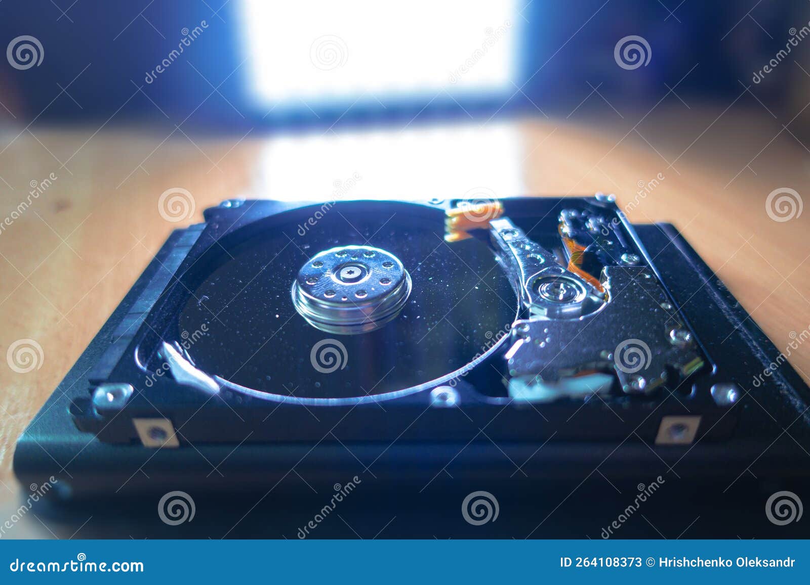 Working Hard Drive Inside View. Reading Head HDD Stock Image - Image of ...
