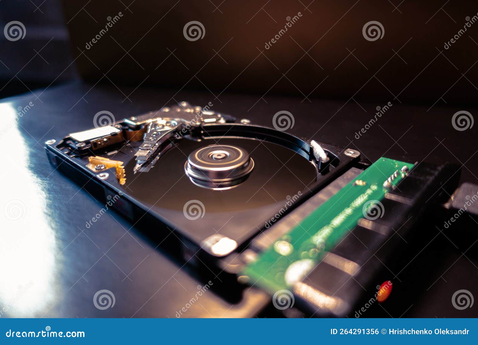 Working Hard Drive Inside View. Reading Head HDD Stock Photo - Image of ...