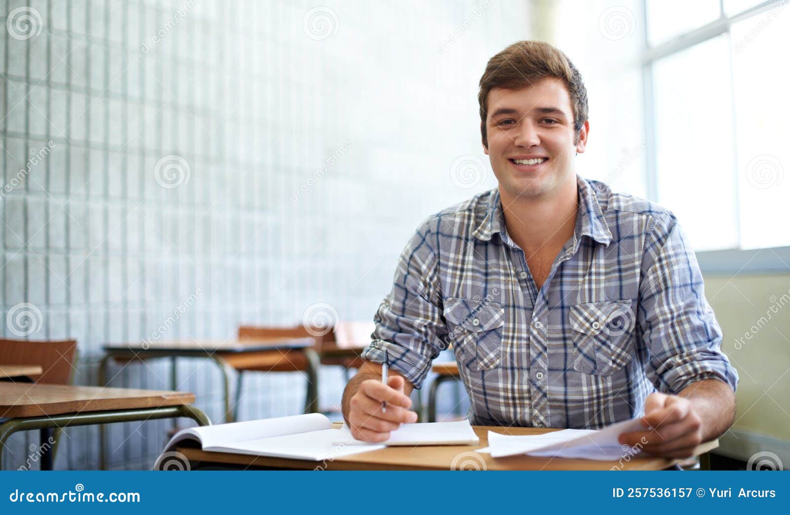 Working Hard for that a-grade. a Young College Student Studying in ...