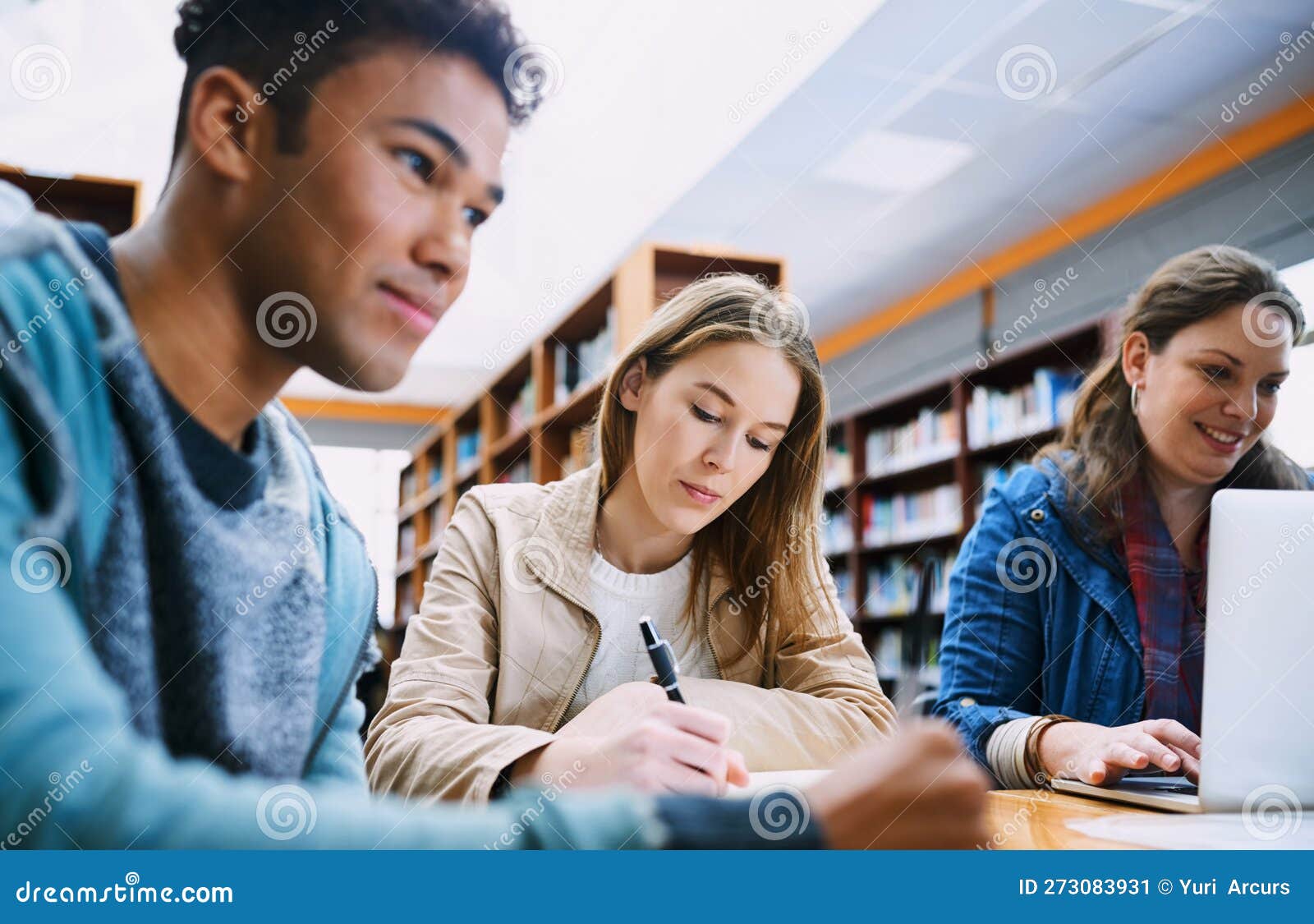 Working Hard To Get the Best Grades. a Group of Students Studying Hard ...