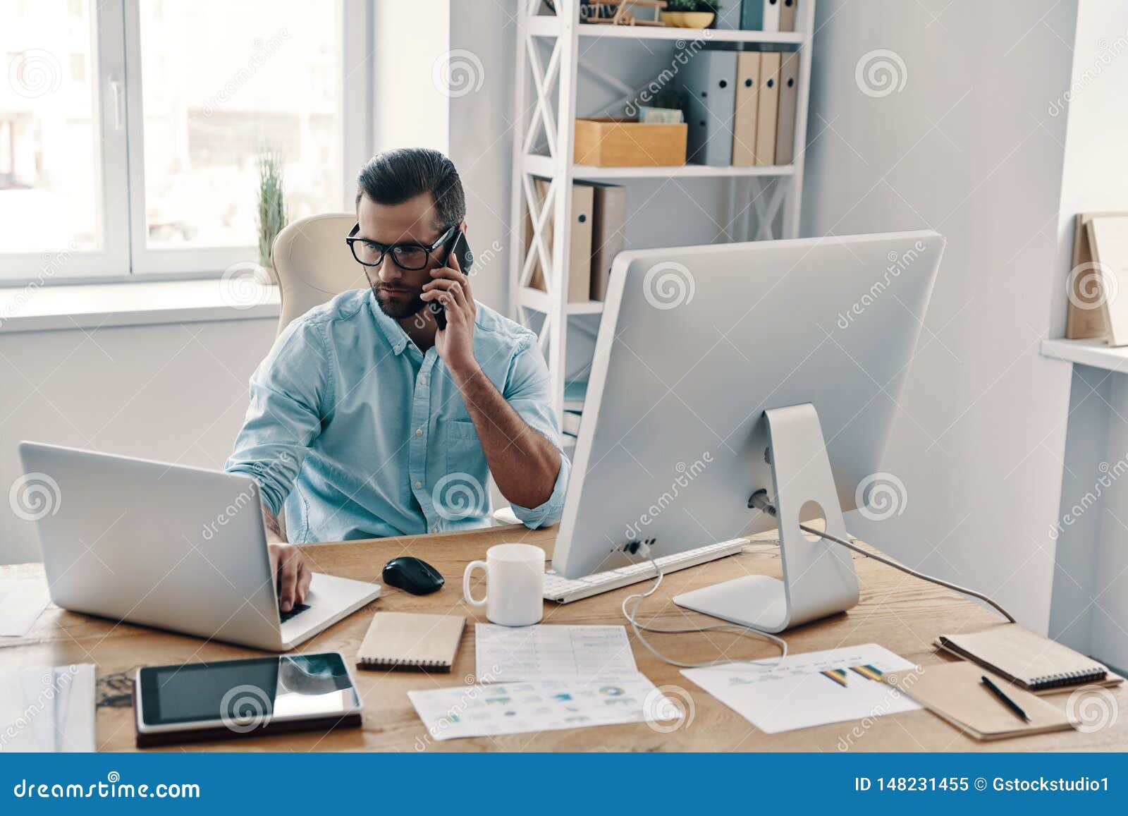 Working hard. stock image. Image of concentration, confidence - 148231455