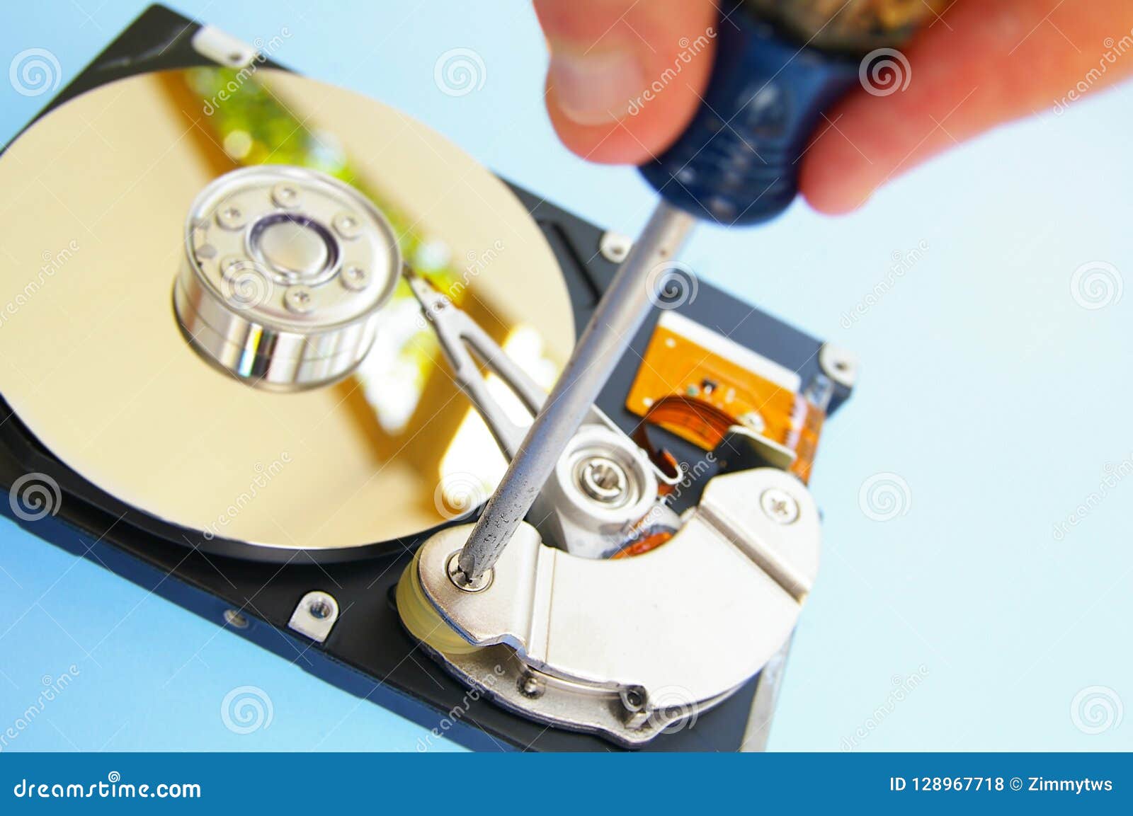 Working on a harddrive stock photo. Image of harddrive - 128967718