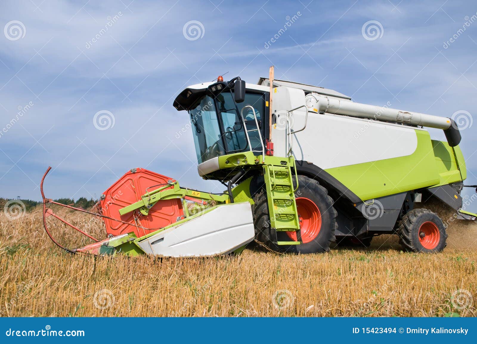 Working Harvesting Combine in Field Stock Photo - Image of combine ...