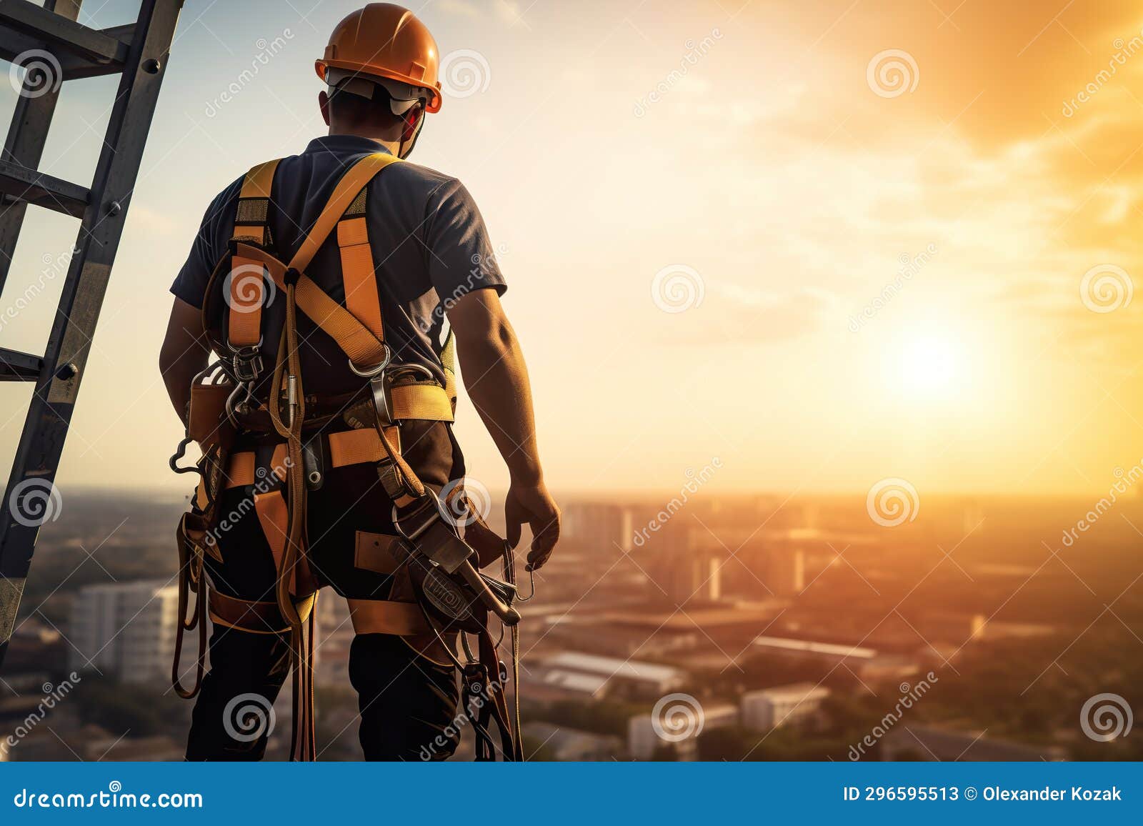 Working at Height Equipment. Fall Arrestor Device for Worker with Hooks ...