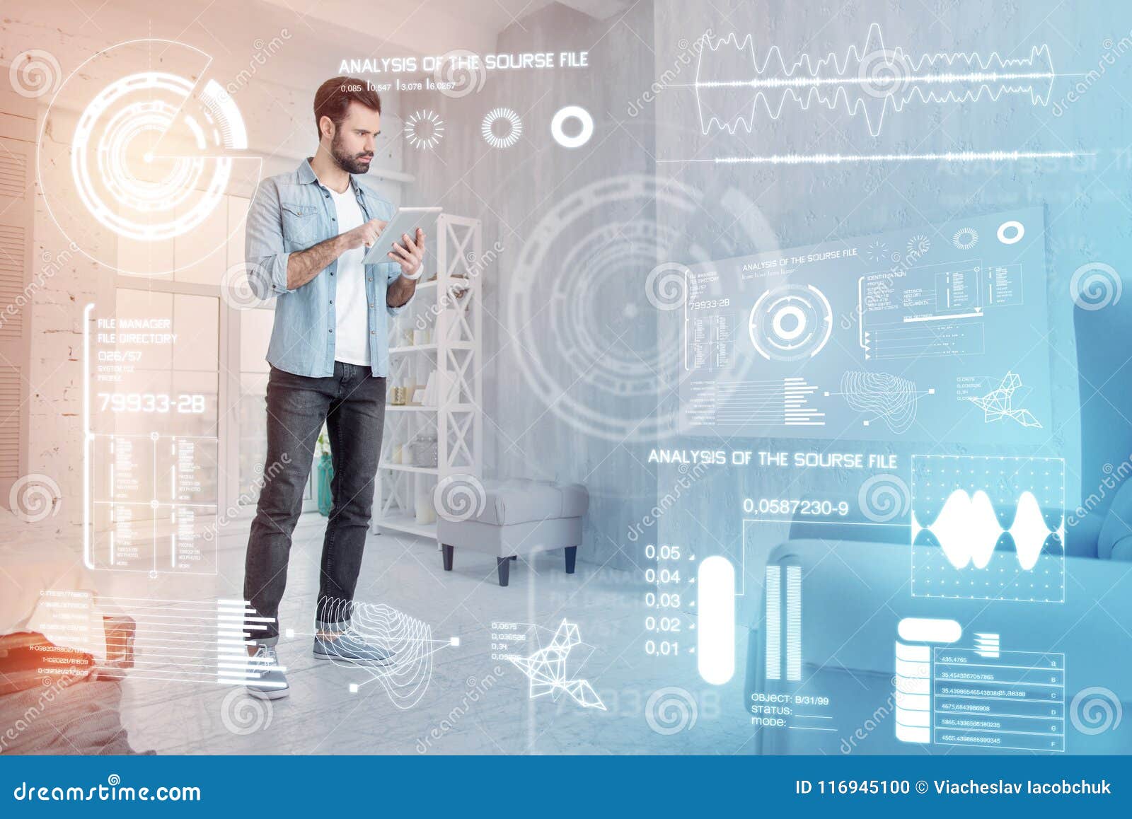 Web Developer Looking Concentrated while Working at Home Stock Photo ...