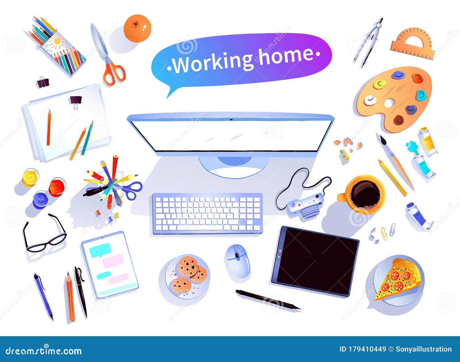 Working Home Concept Vector Illustration Stock Vector - Illustration of ...