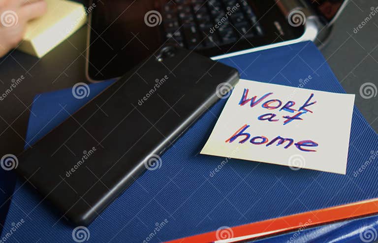 Layout on the Topic of Remote Work Stock Image - Image of card, finger ...