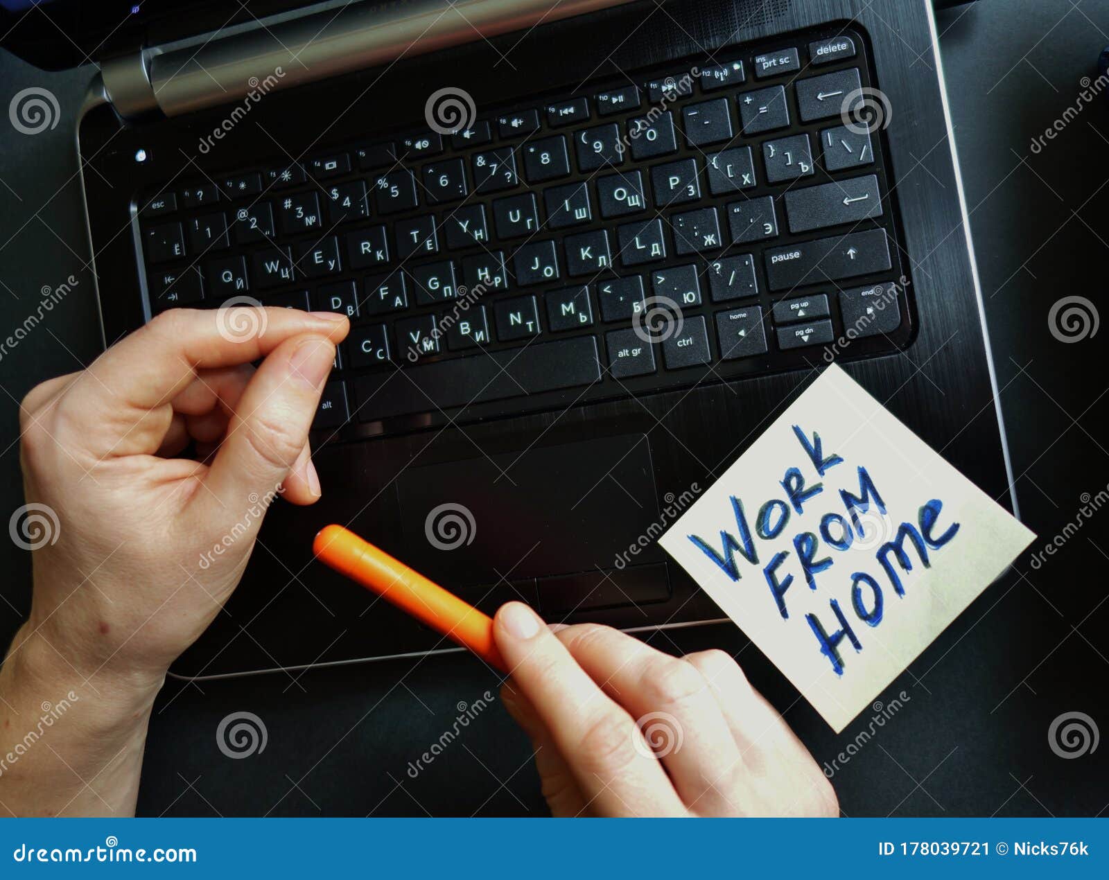 Layout on the Topic of Remote Work Stock Image - Image of hands, blank ...