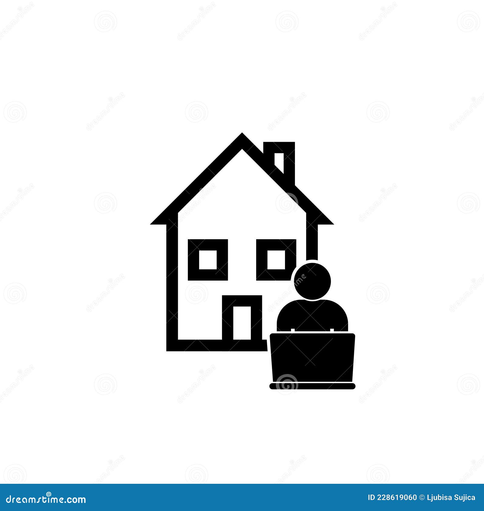 Working at Home Icon Isolated on White Background Stock Vector ...
