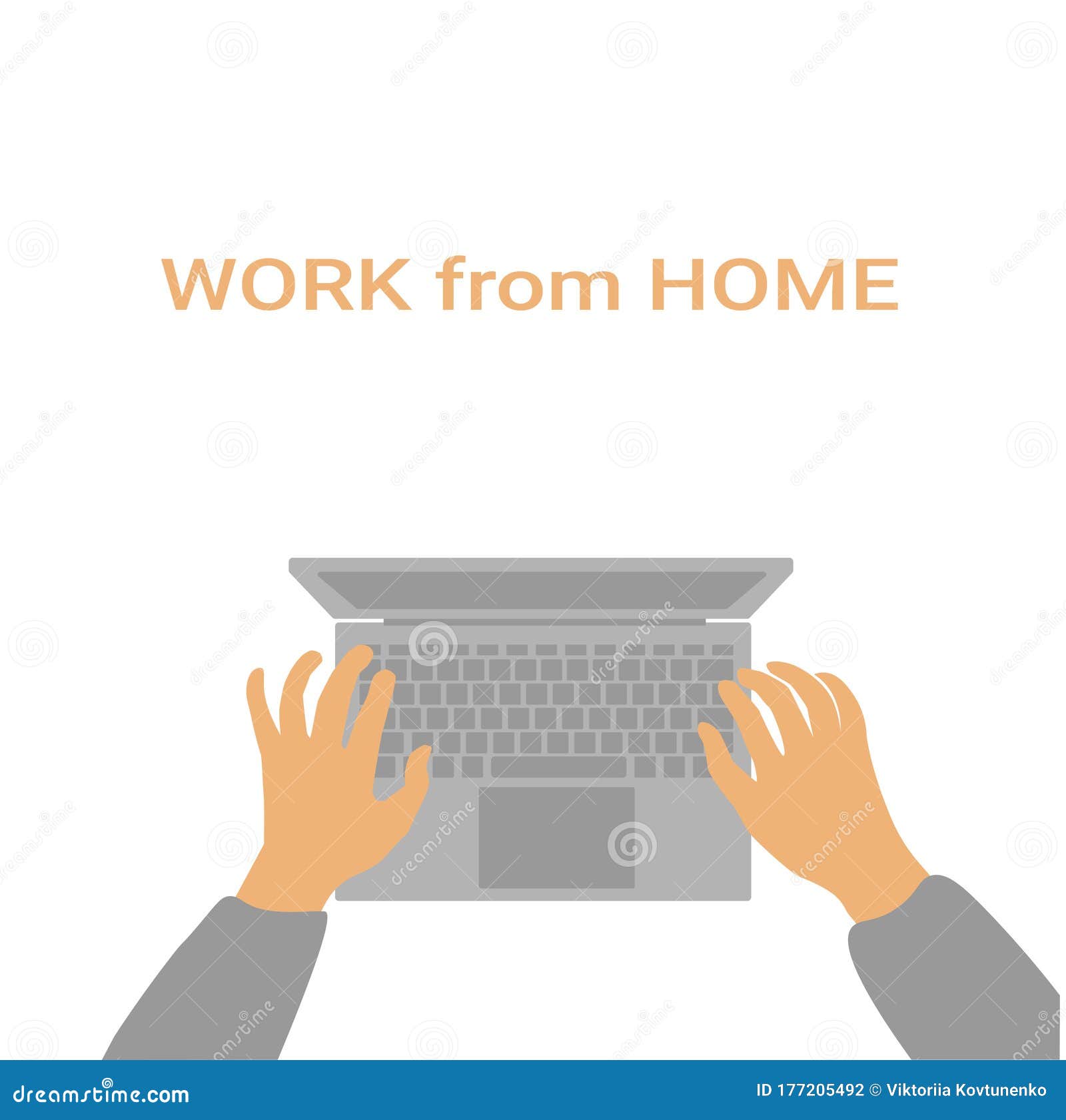 Working from Home or Remotely: Hands Typing on Laptop and Phrase ...