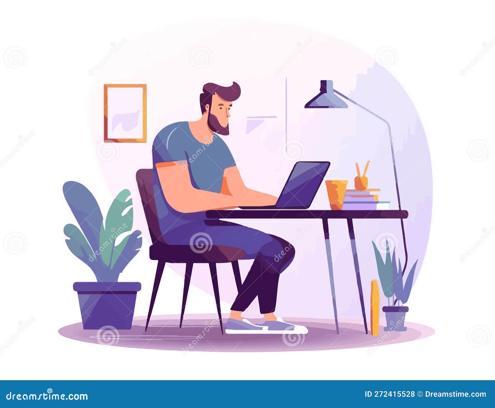 Working from Home WFH Concept - Vector Illustration Stock Vector ...