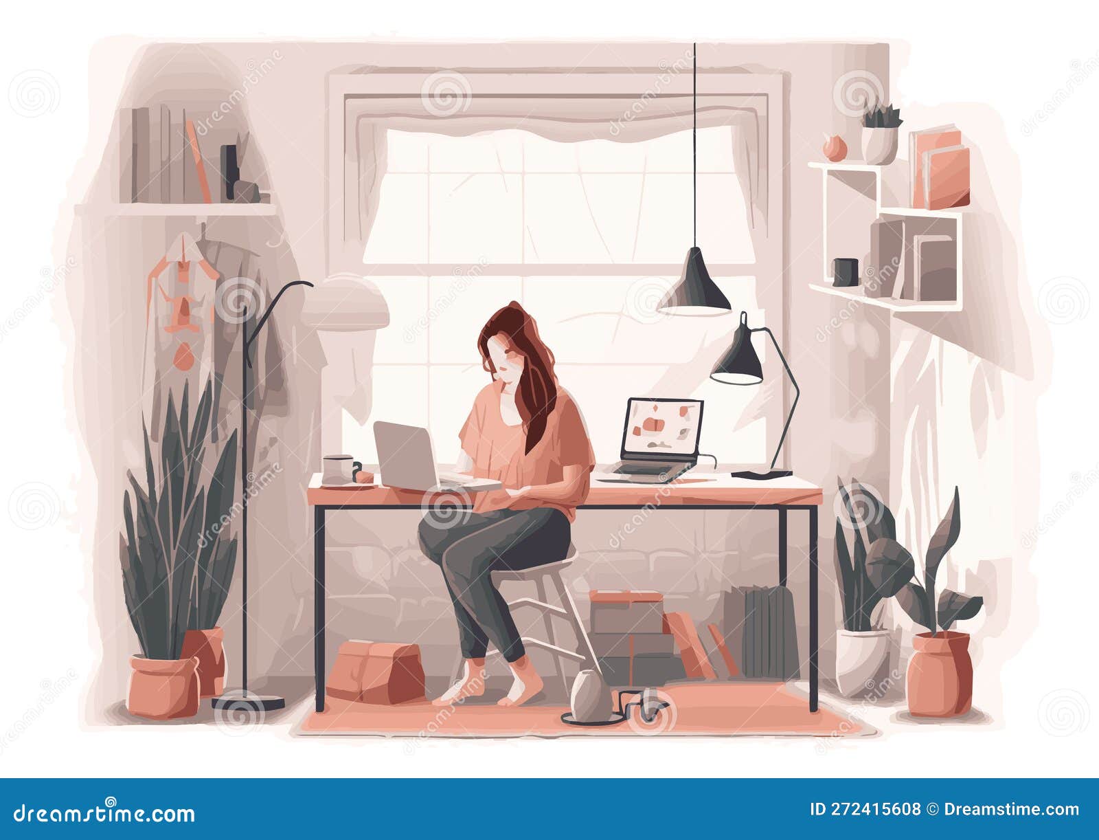 Working from Home WFH Concept Vector Illustration Stock Vector ...