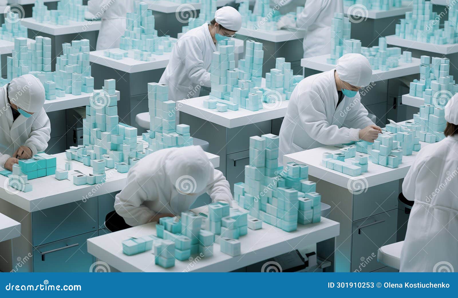 Working after Hours in a Modern Laboratory. Stock Illustration ...