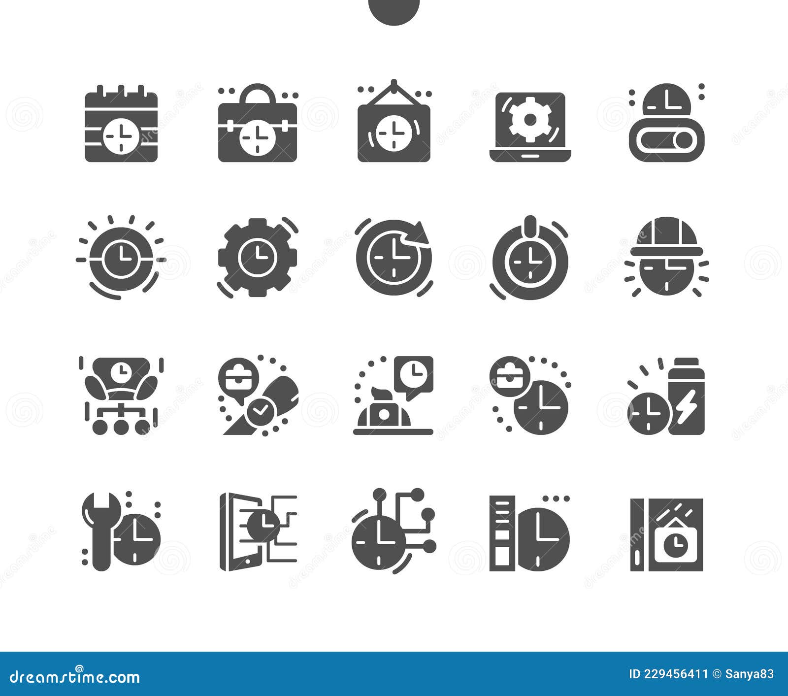 Working Hours. Work Time. Office Hours. Vector Solid Icons. Stock ...