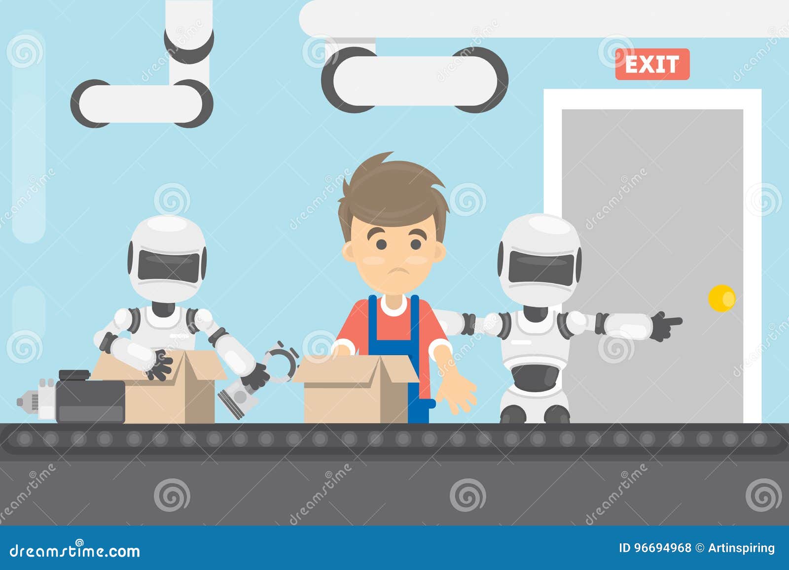 Working without human. stock vector. Illustration of complete - 96694968