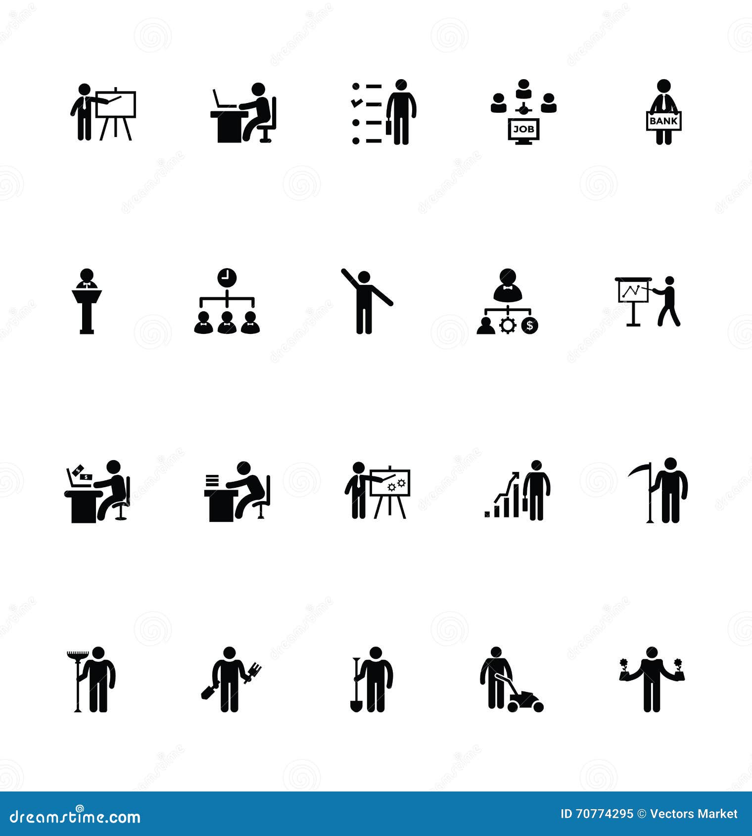 Working Human Vector Icons 3 Stock Illustration - Illustration of ...