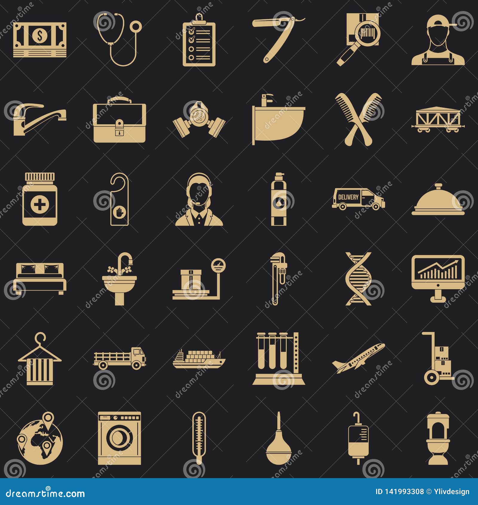 Working Icons Set, Simple Style Stock Vector - Illustration of logo ...