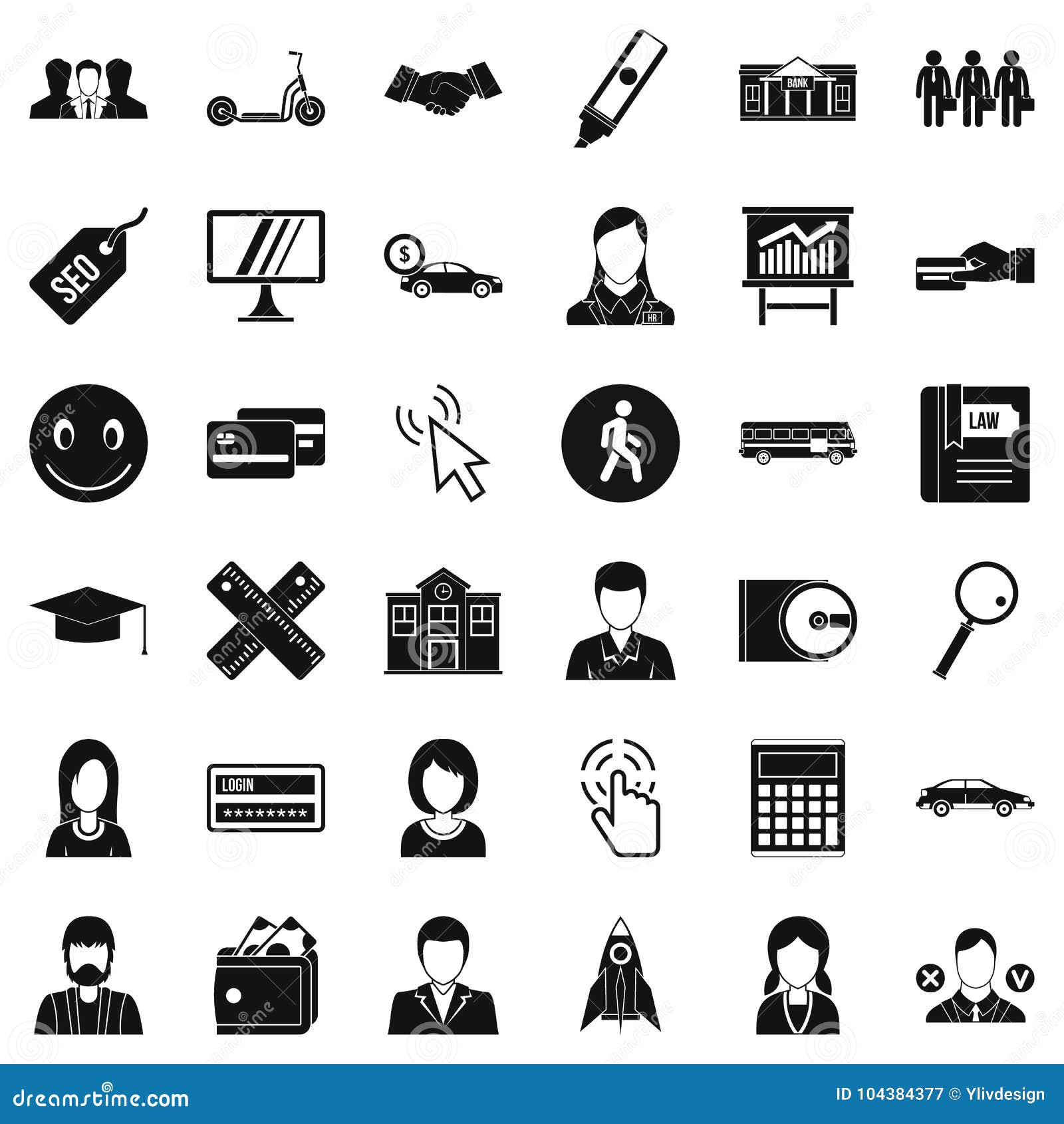 Working Icons Set, Simple Style Stock Vector - Illustration of black ...