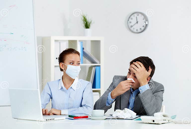 Working during illness stock photo. Image of partner - 25443570