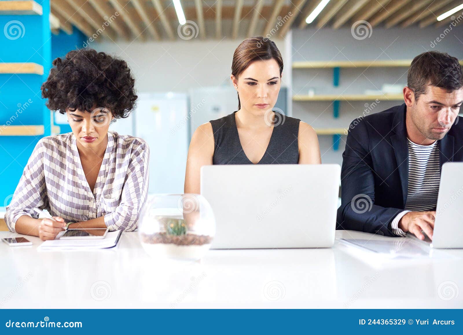 Working Individually for Joint Success. Shot of Colleagues Working at a ...