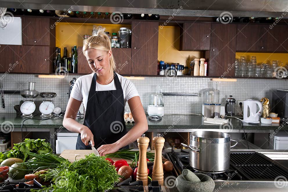 Working in the kitchen stock image. Image of smiling, chef - 9590597