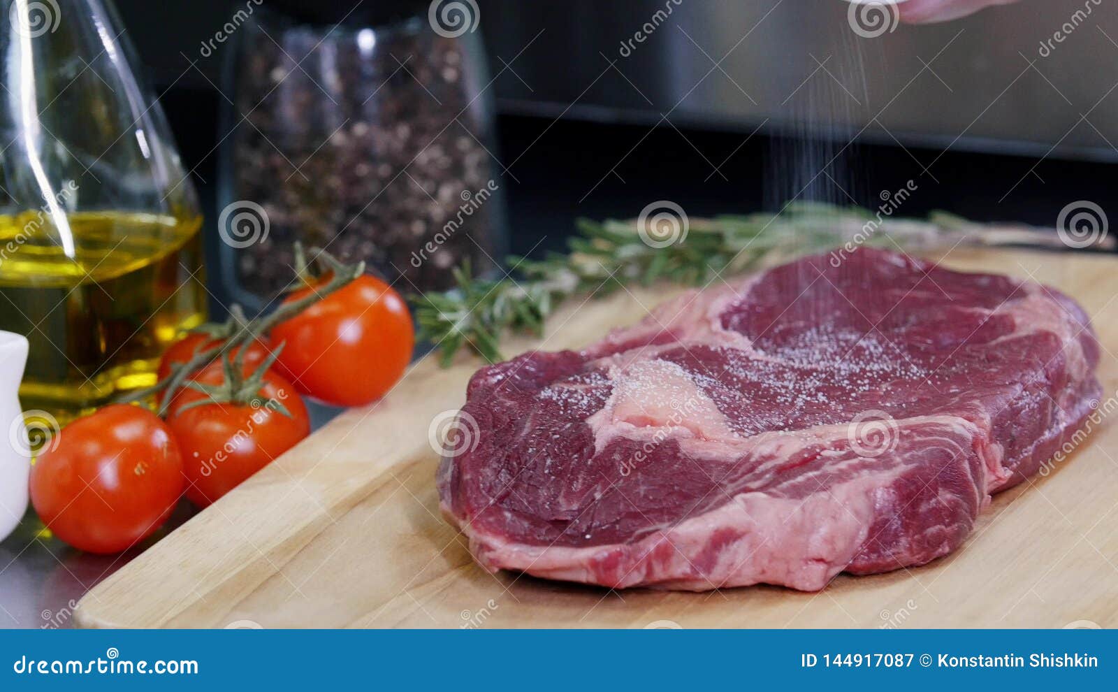 Working in the Kitchen. Chef Preparing the Meat Stock Image - Image of ...