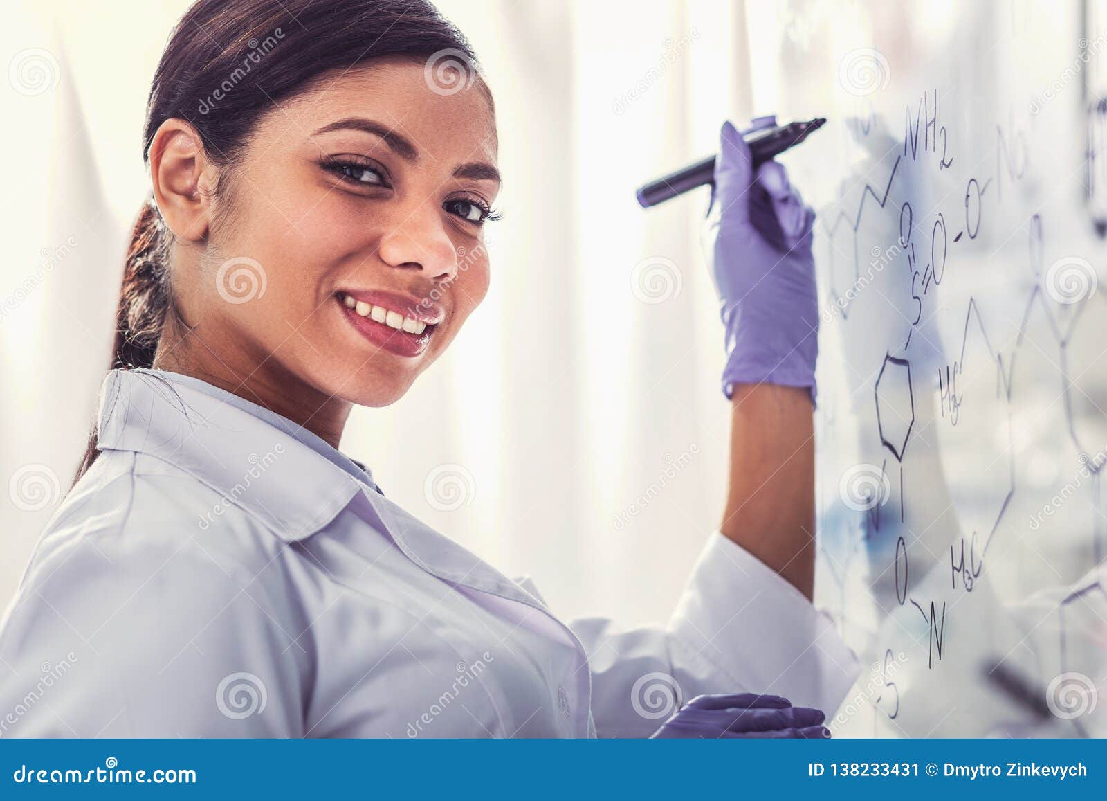 Beaming Promising Microbiologist Working in Laboratory Stock Image ...