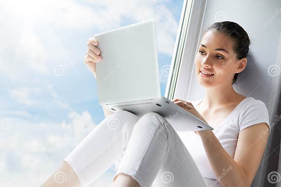 Working in a laptop stock photo. Image of communication - 21189724