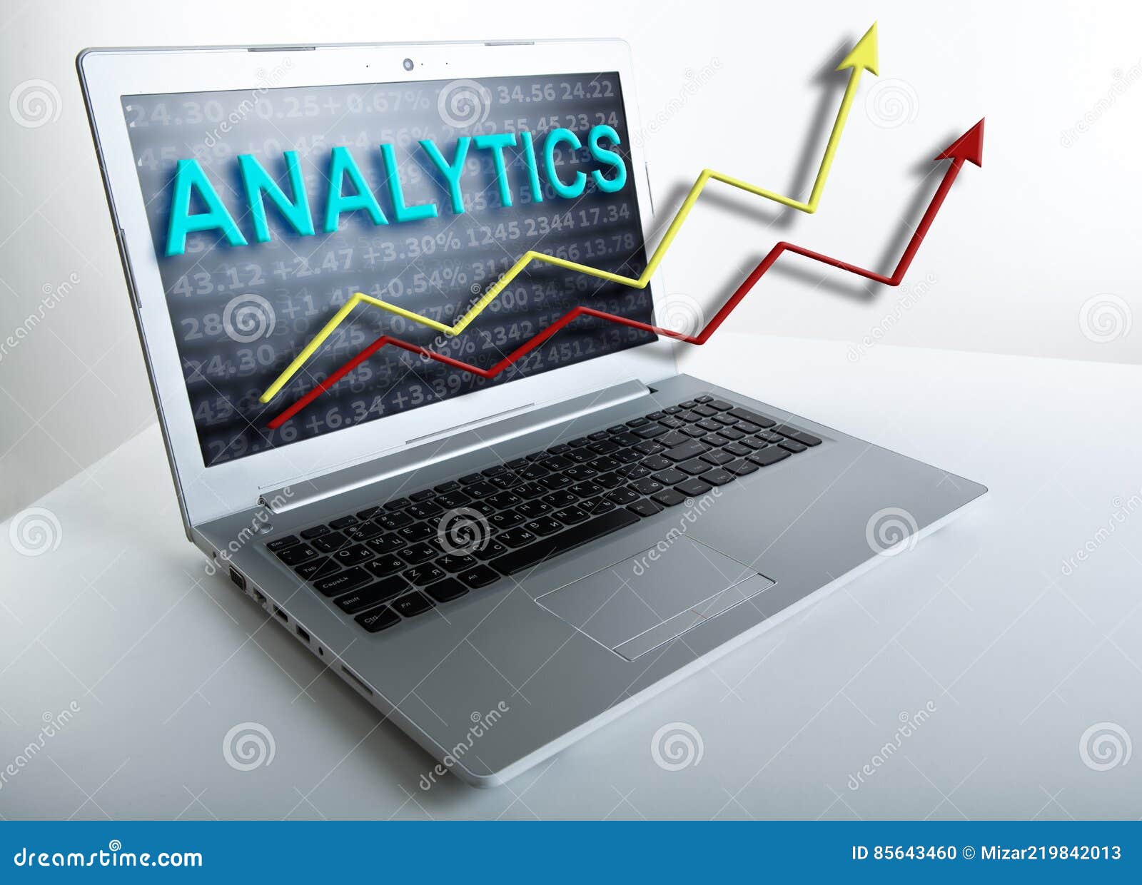 Working at a Laptop Analytics Forecasting Calculations Stock ...