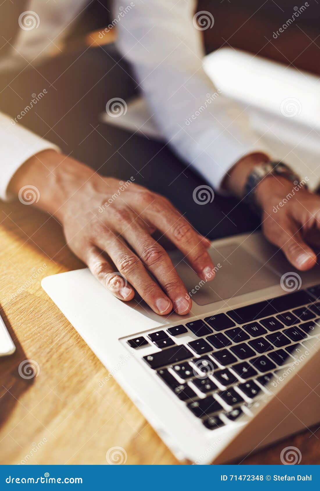 Working on Laptop, Close Up of Business Man Stock Photo - Image of ...