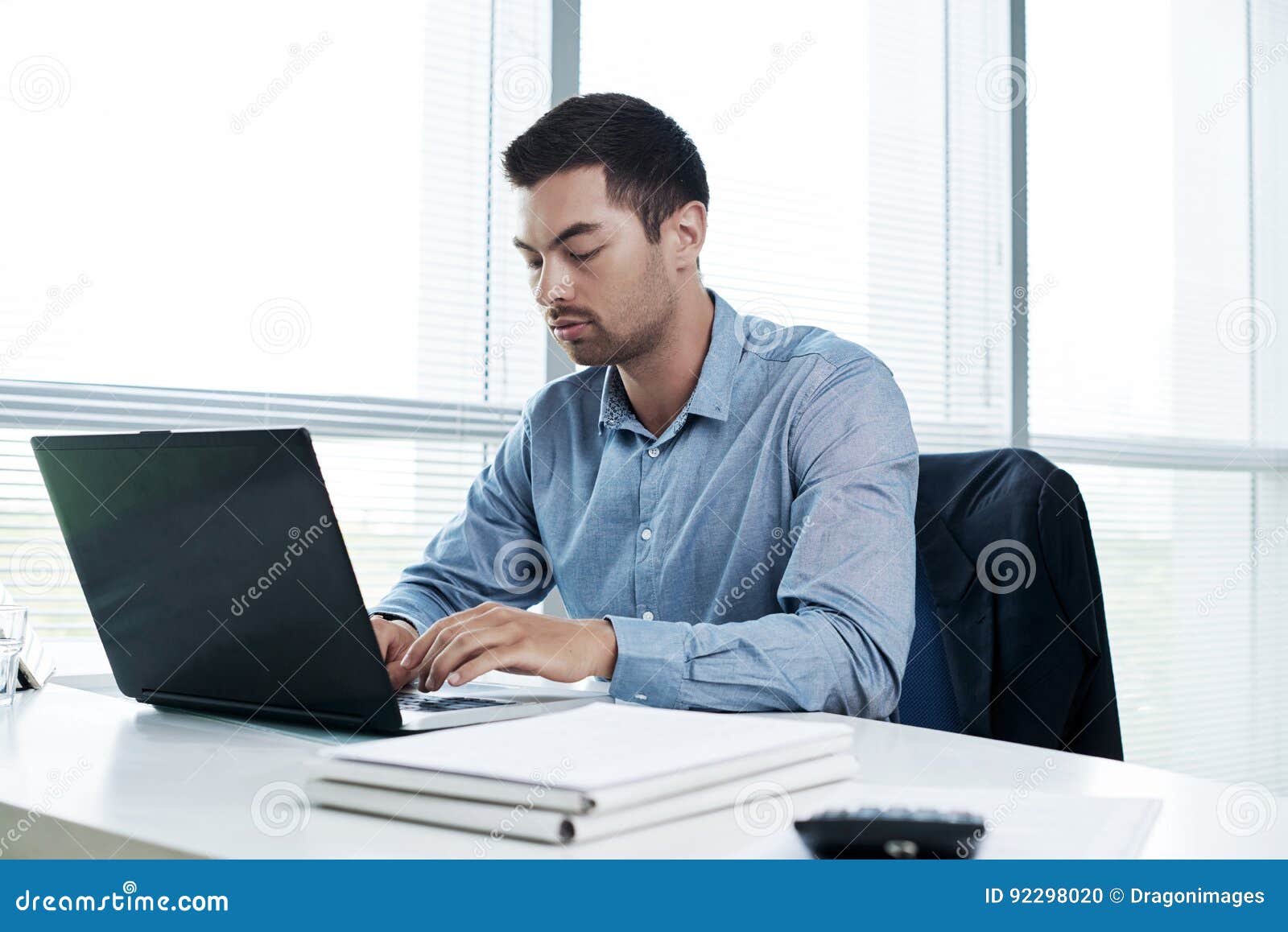 Working on laptop stock photo. Image of entrepreneur - 92298020