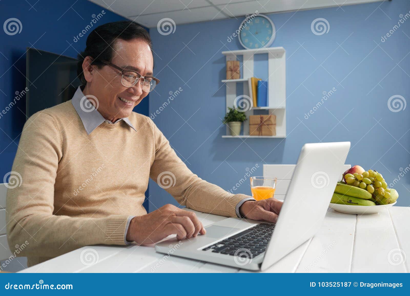 Working on laptop stock image. Image of healthy, smiling - 103525187