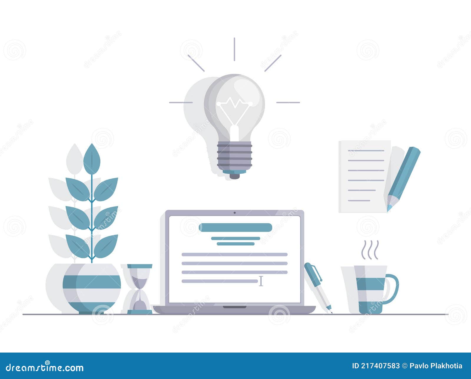 Working on Laptop Vector Flat Illustration Isolated on White Background ...