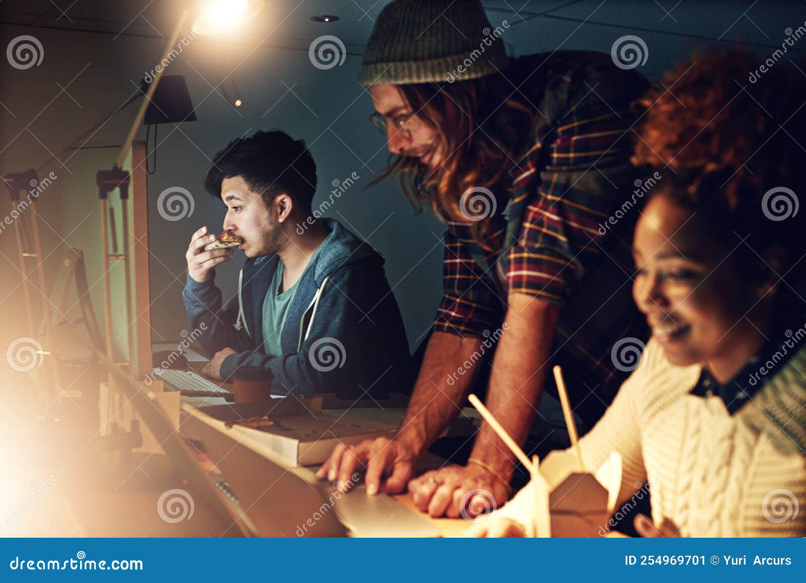 Working Late without the Fuss. Young Employees Working Late into the ...