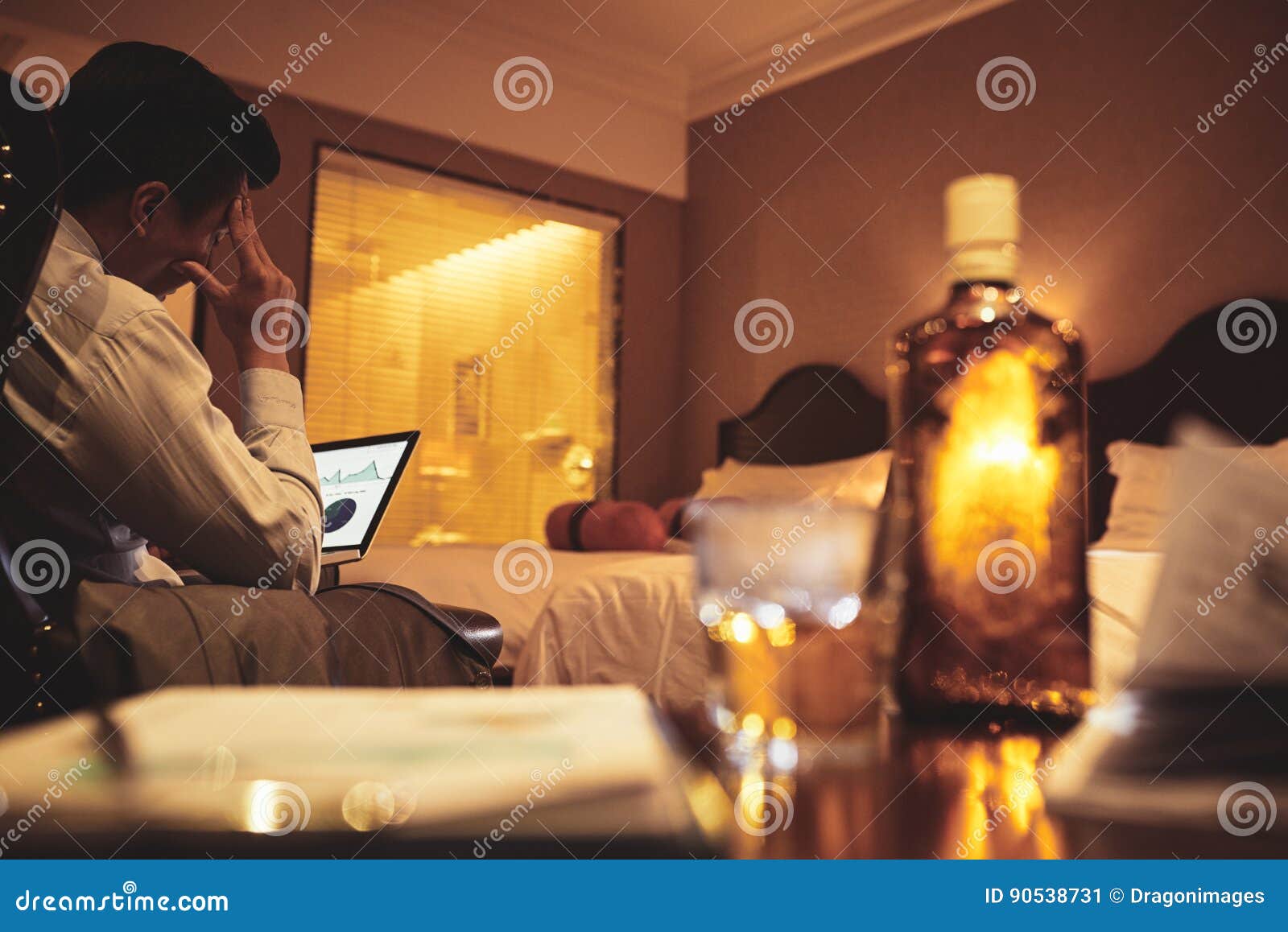Working late at night stock image. Image of alcohol, screen - 90538731