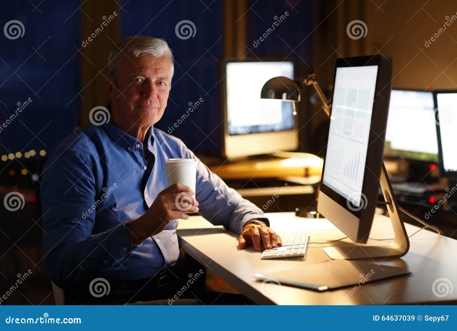 Working late stock image. Image of portrait, analyst - 64637039
