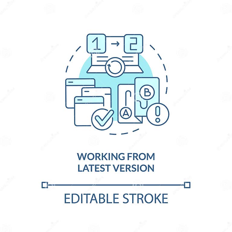 Working from Latest Version Turquoise Concept Icon Stock Vector ...