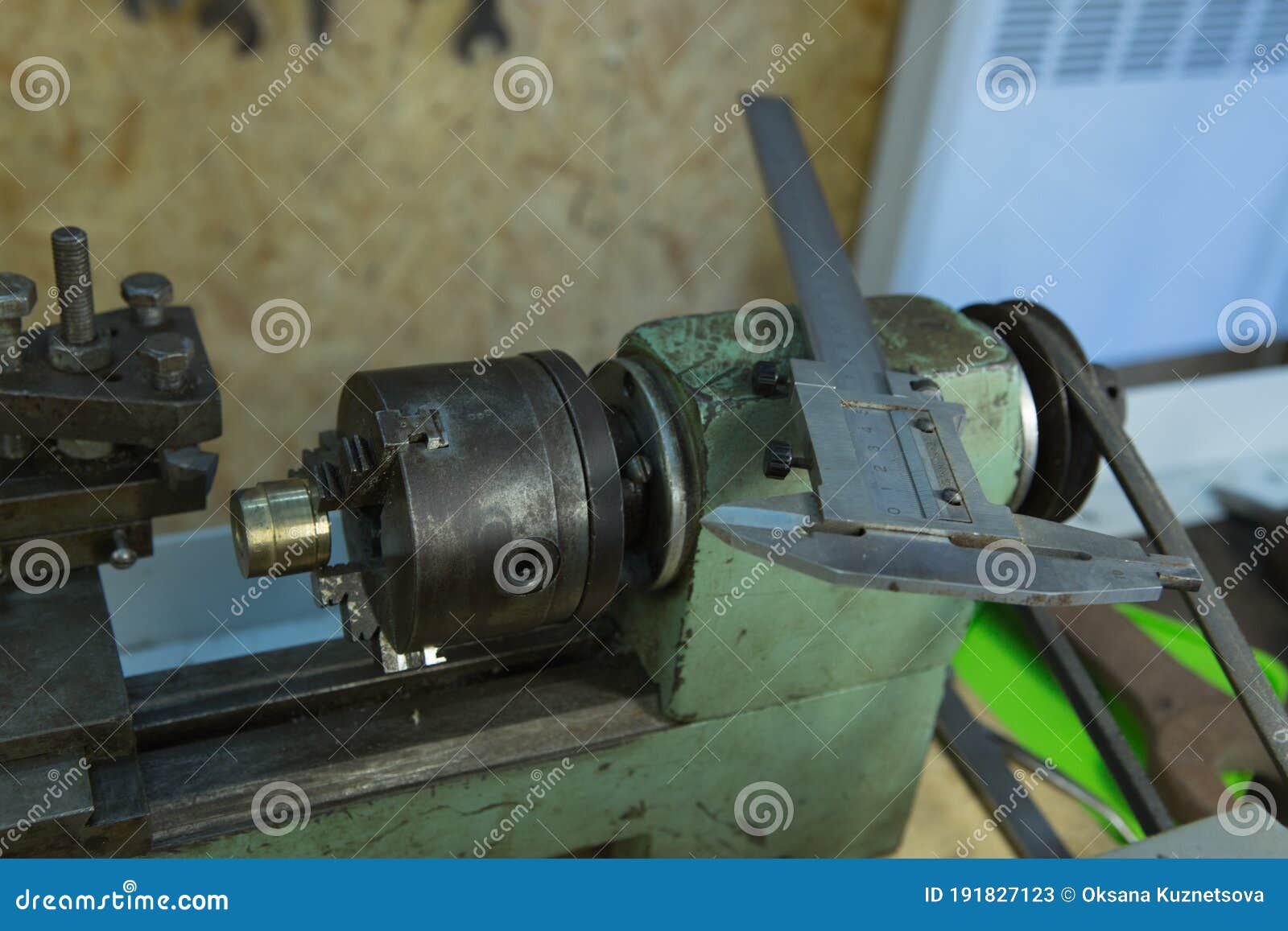 Working on a Lathe. the Machine is Ready for Work Stock Image - Image ...