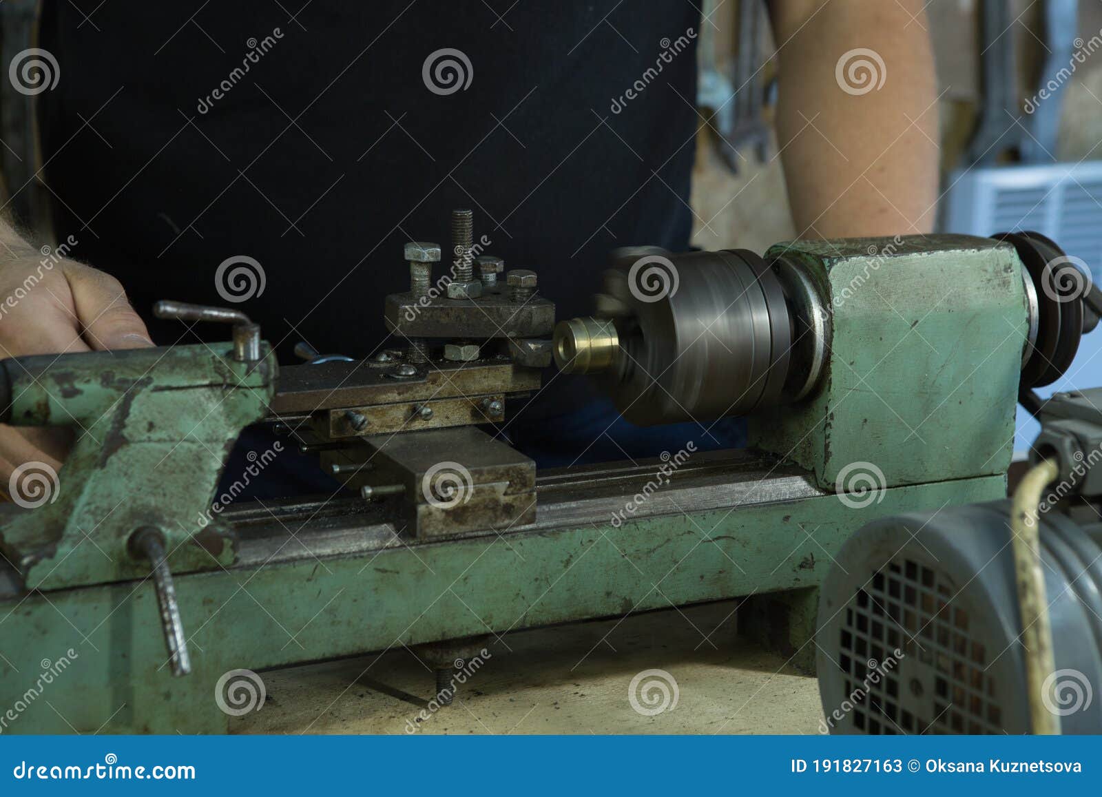 Working on a Lathe. the Machine is Ready for Work. the Mechanism is at ...