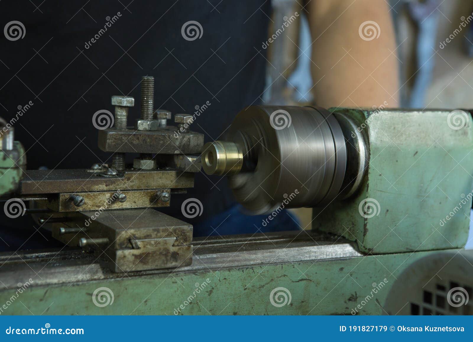 Working on a Lathe. the Machine is Ready for Work. the Mechanism is at ...