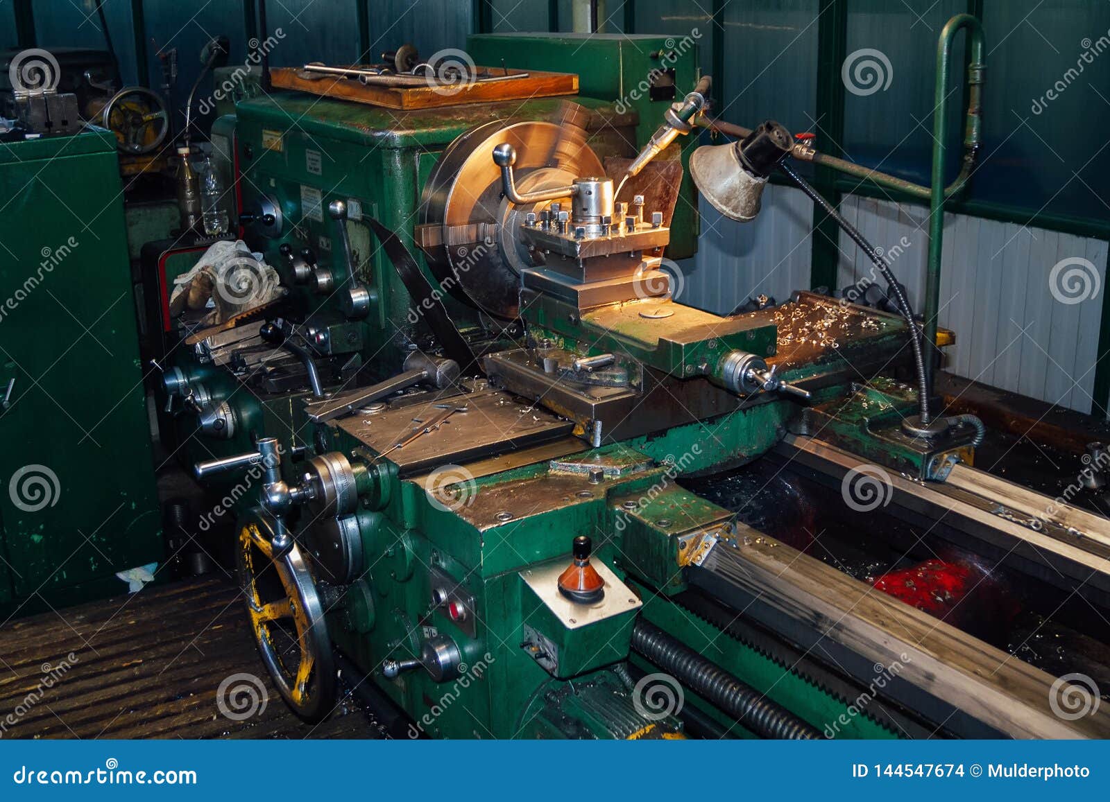 Working Lathe in Metalworking Factory Stock Photo - Image of ...