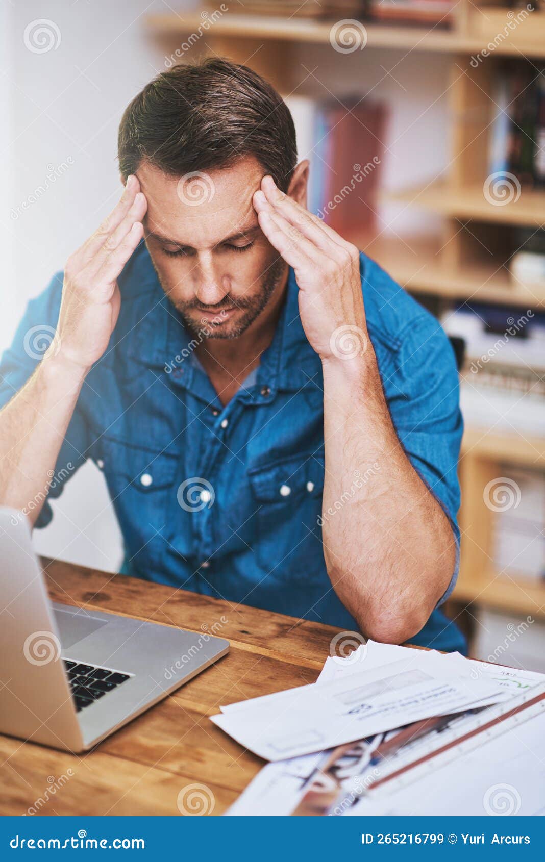 Working a Little Too Hard. a Businessman Looking Stressed while Working at Home. Stock Image ...