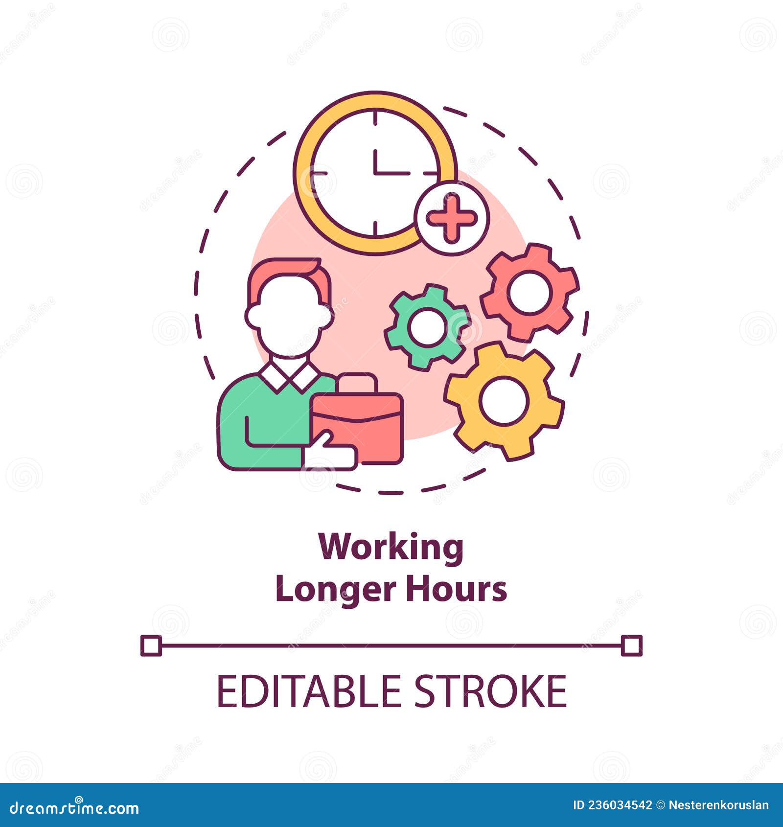Working Longer Hours Method Concept Icon Cartoon Vector | CartoonDealer ...