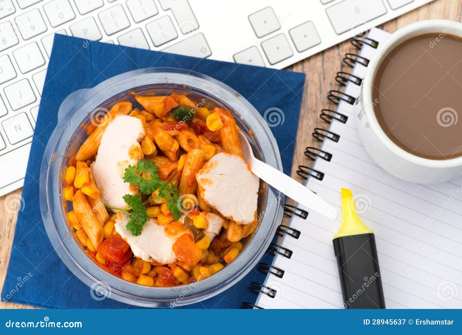 Working Lunch at the Office Desk Stock Image - Image of concept, fork ...