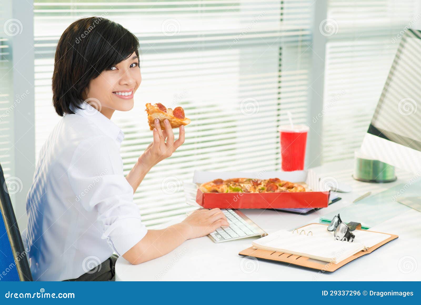 Working at lunchtime stock photo. Image of girl, businessperson - 29337296