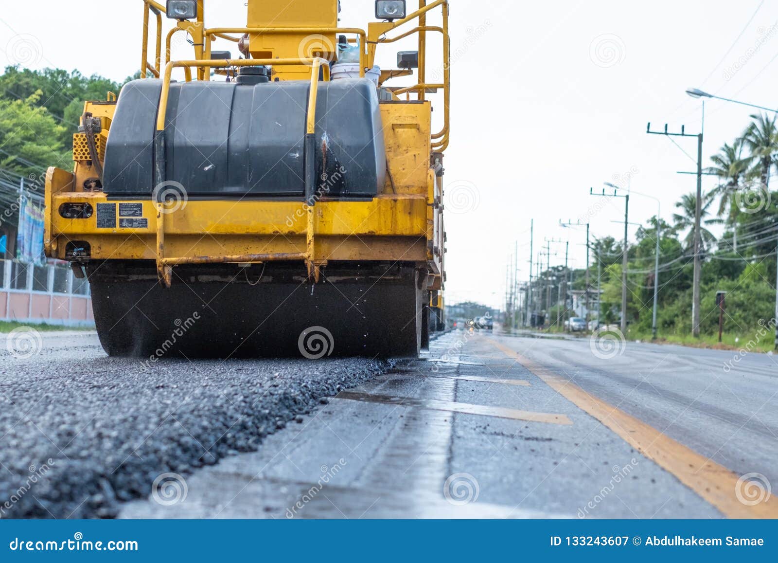 Working Machine for Road Construction Stock Image - Image of vibration ...