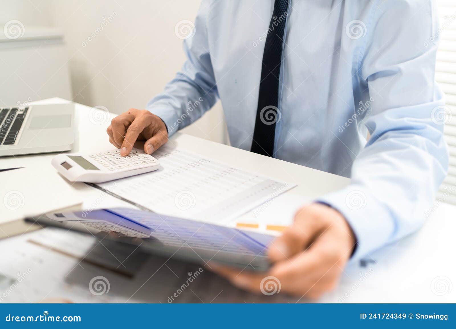 Working Man Conept the Office Man Holding Paperwork and Pressing the ...