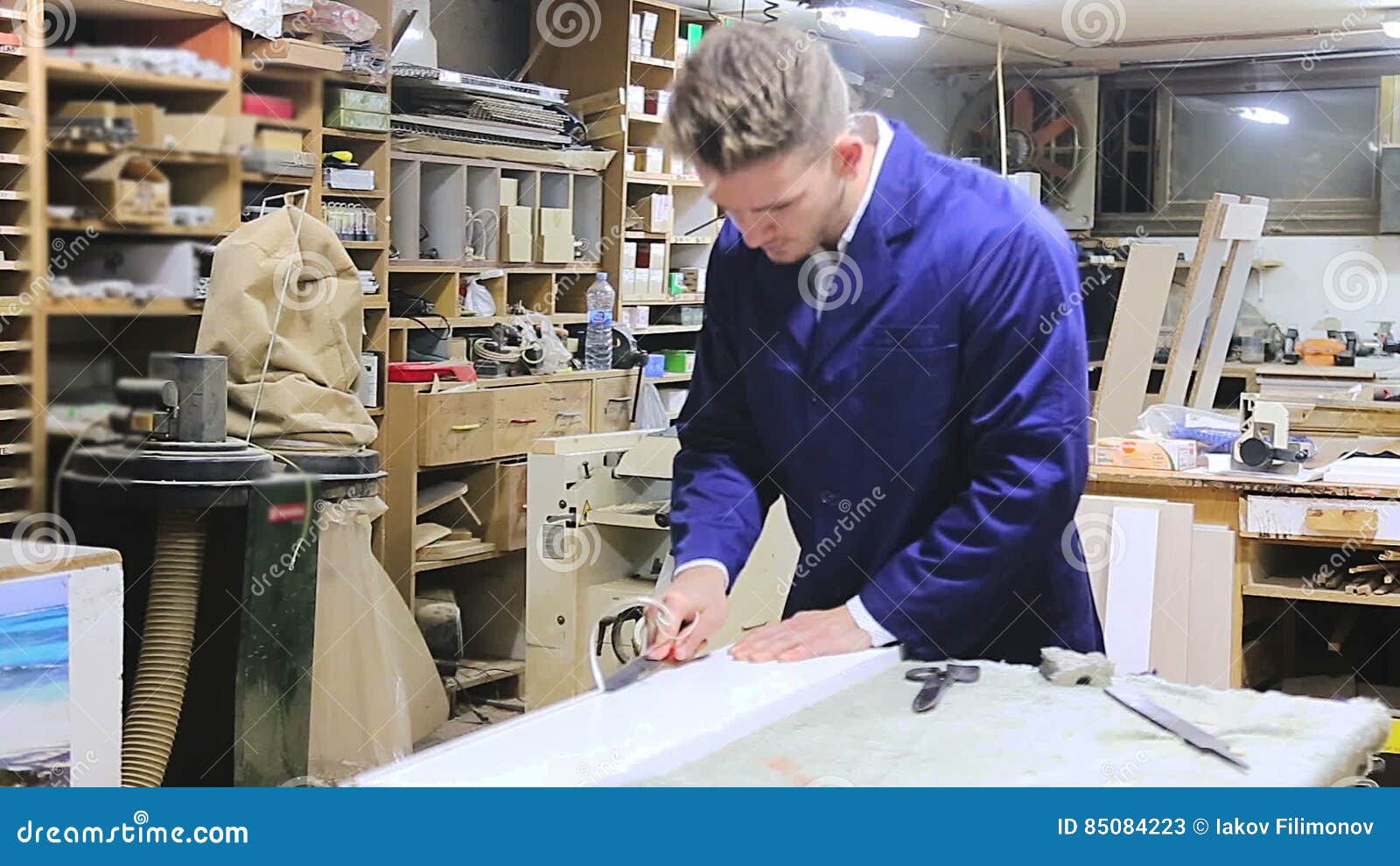 Working Man Examining Edging Strips Stock Video - Video of skills ...