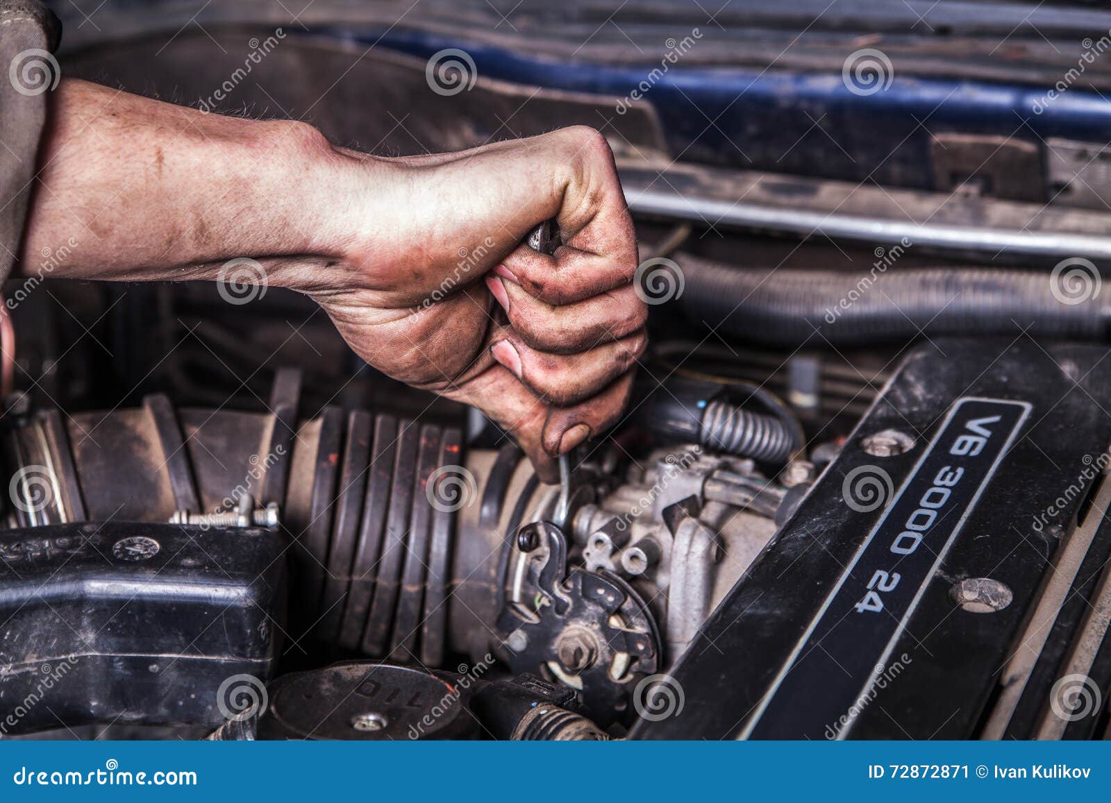 Working man fix engine stock image. Image of drive, technician - 72872871
