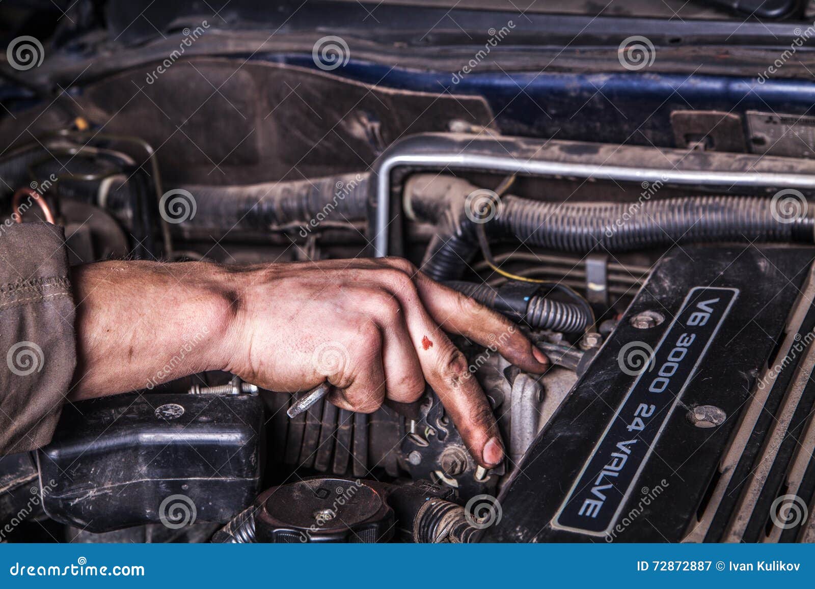 Working man fix engine stock image. Image of dirty, worker - 72872887